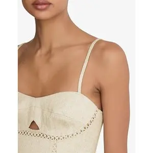 REISS Sage Cut-out Linen-blend Midi Dress