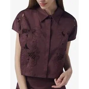 LEEM Floral Embroidered Cotton-blend Shirt