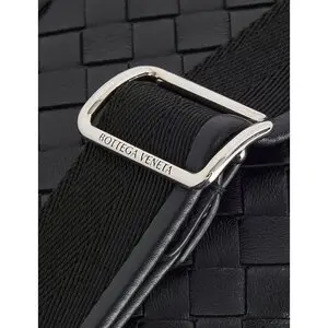Bottega Veneta Woven Leather Belt Bag - Black-silver