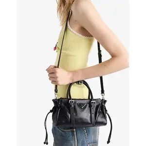 Prada Small Leather Shoulder Bag - Black