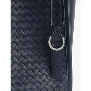 Bottega Veneta Woven Leather Tote Bag - Midnight-silver