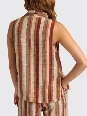 Momoni Sleeveless Silk Blouse With Striped Pattern
