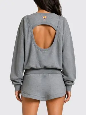 BARROW Crewneck Sweatshirt With Open Back Detail - Grey