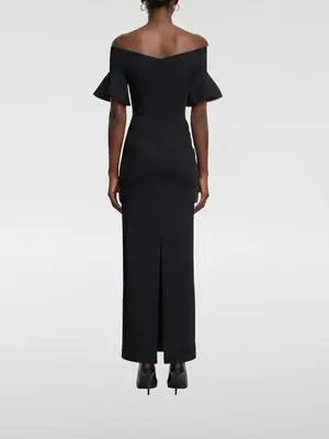 Solace London Off-the-shoulder Trumpet Sleeve Gown - Black