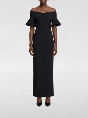 Solace London Off-the-shoulder Trumpet Sleeve Gown - Black
