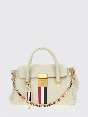 Thom Browne Leather Top Handle Bag With Striped Detail