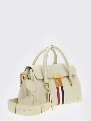 Thom Browne Leather Top Handle Bag With Striped Detail