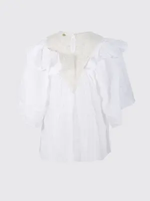 Antik Batik Cotton Blouse With Lace And Ruffle Details