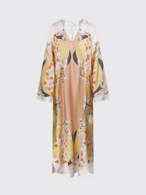 La DoubleJ V-neck Silk Midi Caftan With Ethnic Print