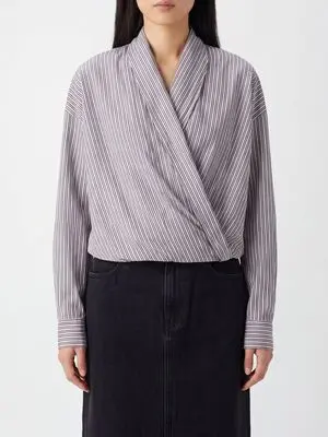 Dries Van Noten Striped Silk-blend Blouse With Shawl Collar