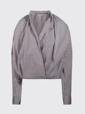 Dries Van Noten Striped Silk-blend Blouse With Shawl Collar