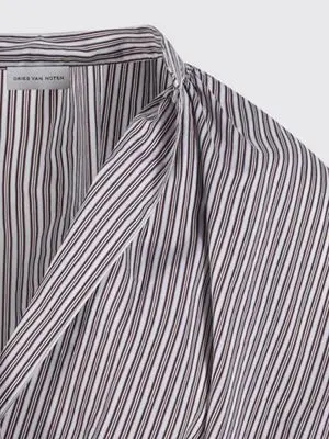 Dries Van Noten Striped Silk-blend Blouse With Shawl Collar
