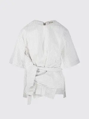 RÓHE Striped Silk And Cotton Blend Blouse With Tie Waist