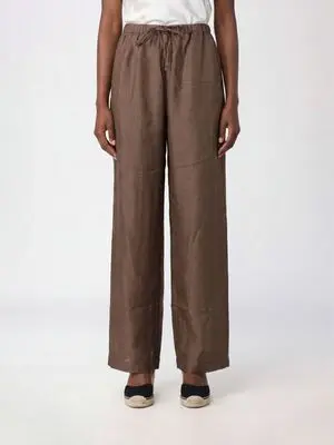 RÓHE High-waisted Straight-leg Trousers In Viscose With Drawstring Waist - Brown