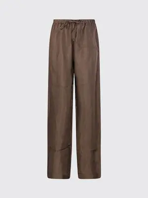 RÓHE High-waisted Straight-leg Trousers In Viscose With Drawstring Waist - Brown