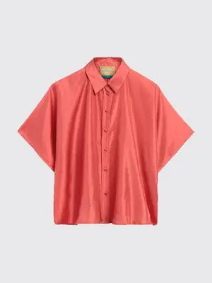 Momoni Relaxed Fit Short-sleeve Silk Shirt With Classic Collar