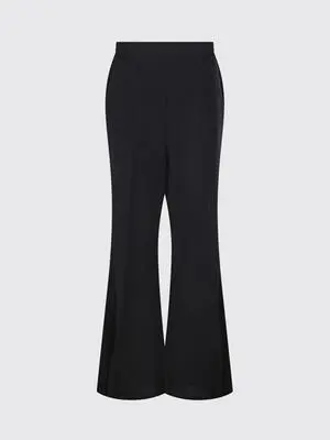 MES DEMOISELLES High-waisted Flared Silk Trousers - Black