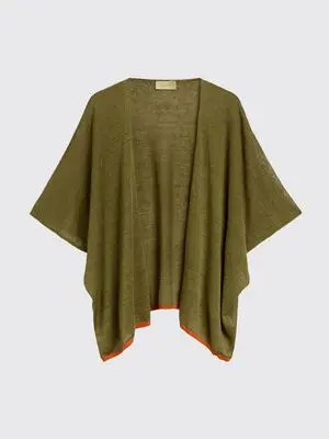 Momoni Open-front Cardigan In Linen Blend With Contrast Trims