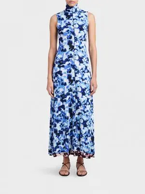 Proenza Schouler Sleeveless High Neck Printed Maxi Dress