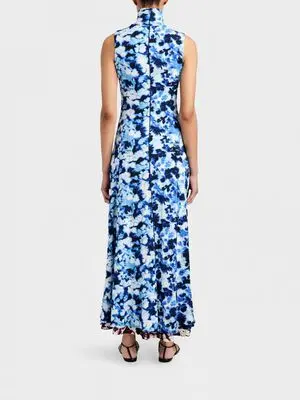 Proenza Schouler Sleeveless High Neck Printed Maxi Dress