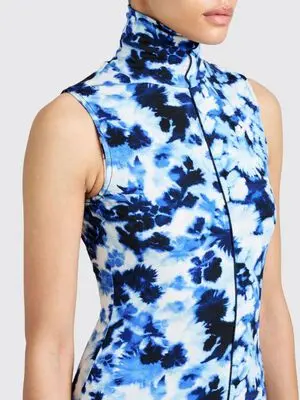 Proenza Schouler Sleeveless High Neck Printed Maxi Dress