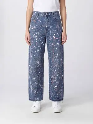 E.L.V. DENIM Abstract Pattern Straight Jeans - Blue
