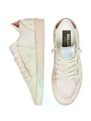 GOLDEN GOOSE Ball Star Nappa Leather Sneakers With Embellishments - Neutrals