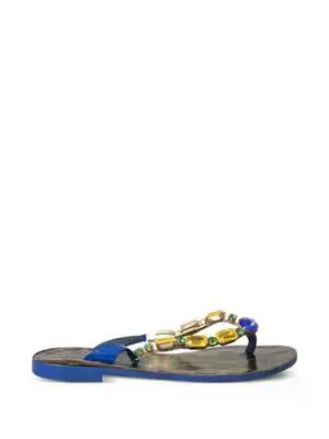 Dolce & Gabbana Gemstone-embellished Leopard-print Sandals - Blue
