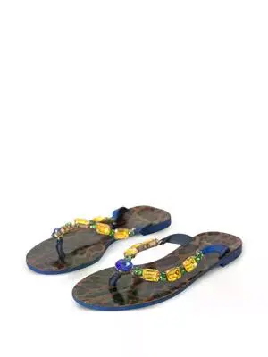 Dolce & Gabbana Gemstone-embellished Leopard-print Sandals