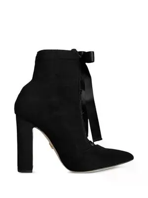 Dolce & Gabbana Lace-up Ribbon Ankle Boots - Black