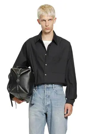 LEMAIRE Regular Cotton And Silk Blend Shirt - Black