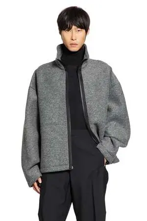Herno Felt Zip-up Jacket With Drawstring And High Neck