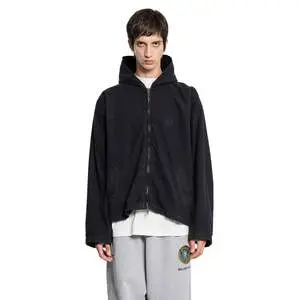 Balenciaga Hooded Zip-up Jacket - Black