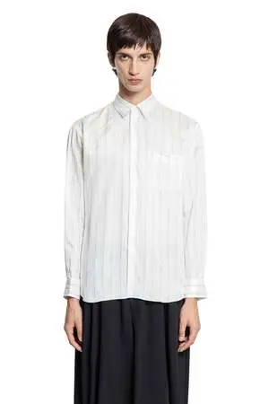 Comme Des Garçons Pocket Shirt In Striped Sheer Cupro - White