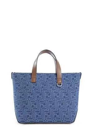 Fendi Ff Jacquard Denim-effect Shopping Bag - Blue