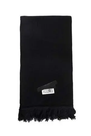 MAISON MARGIELA Ribbed Knit Wool Scarf - Black