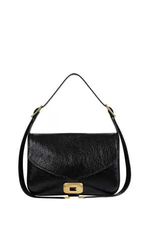 Balenciaga Clicca Leather Medium Shoulder Bag - Black