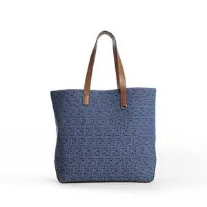 Fendi Denim-effect Ff Jacquard Shopping Bag - Blue