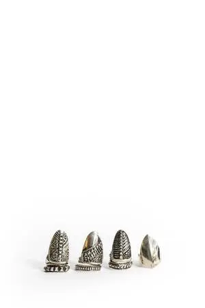 KD2024 Set Of Four Engraved Nail Rings - Silver