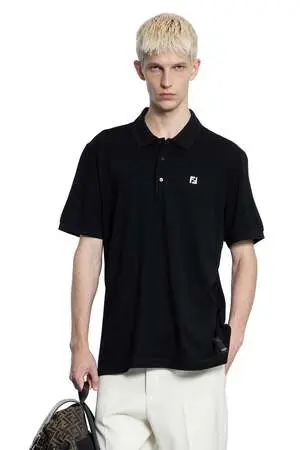 Fendi Ff Cotton Piqué Polo Shirt - Black