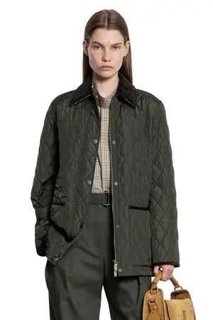 Burberry Quilted Nylon Jacket With Corduroy Collar