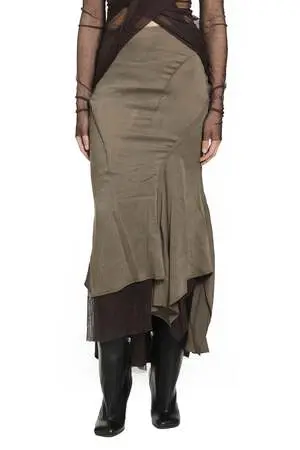 YEHUAFAN Layered Silk Skirt