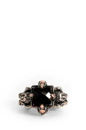 KD2024 Skull And Mermaid Sterling Ring With Onyx - Silver