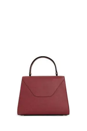 VALEXTRA Top Handle Bag With Signature Black Lacquered Costa Edges