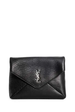 Saint Laurent Cassandre Envelope Messenger Bag In Lambskin - Black