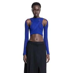 HALOS Asymmetrical Striped Knit Top