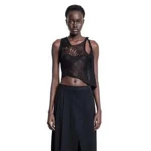 HALOS Asymmetrical Crochet Knit Sleeveless Top