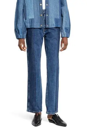 E.L.V. DENIM Paneled High-waisted Straight Leg Jeans