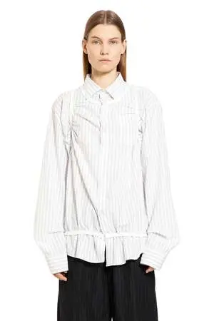 MAISON MARGIELA Striped Cotton Poplin Shirt With Grosgrain Detail