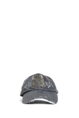 JORDANLUCA Distressed Denim Baseball Cap - Grey